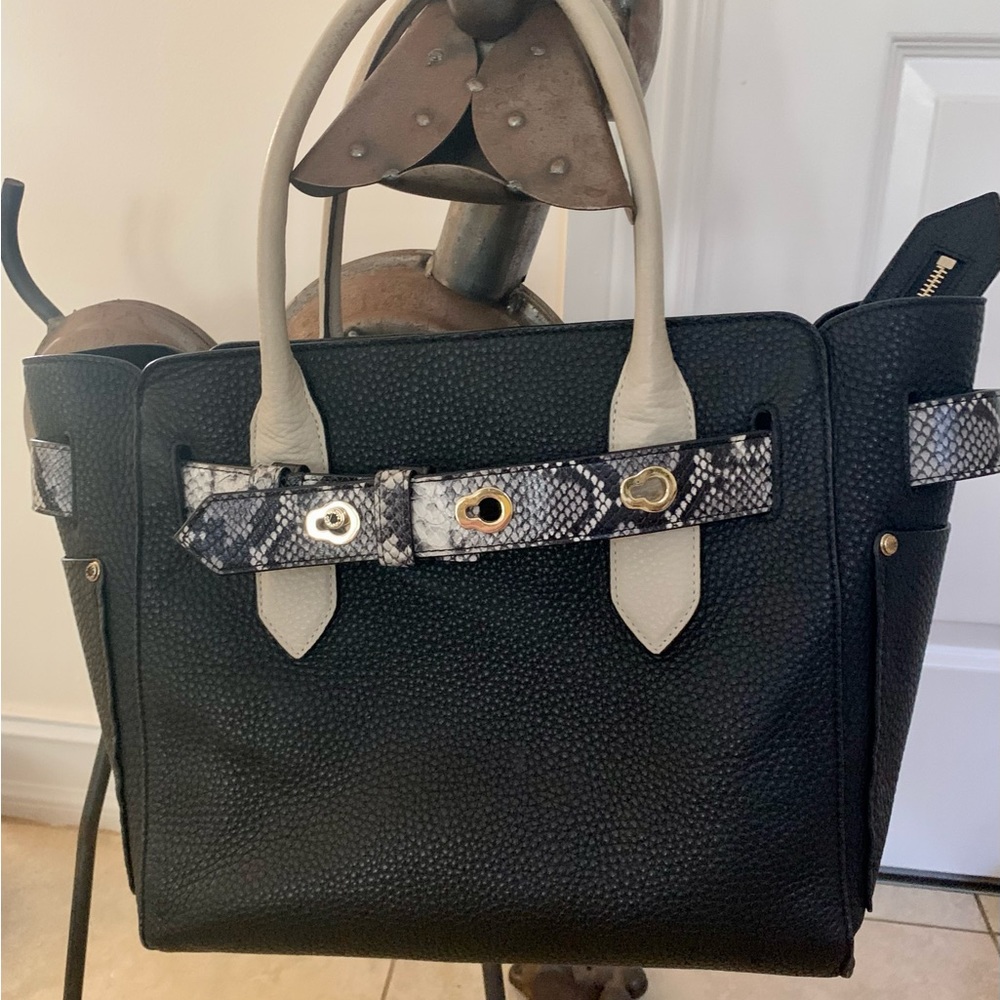Henri Bendel Black Pebble Dash Leather Large Tote - Gem